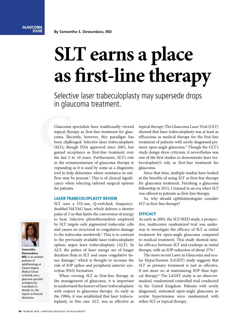 SLT earns a place as first-line therapy - Glass