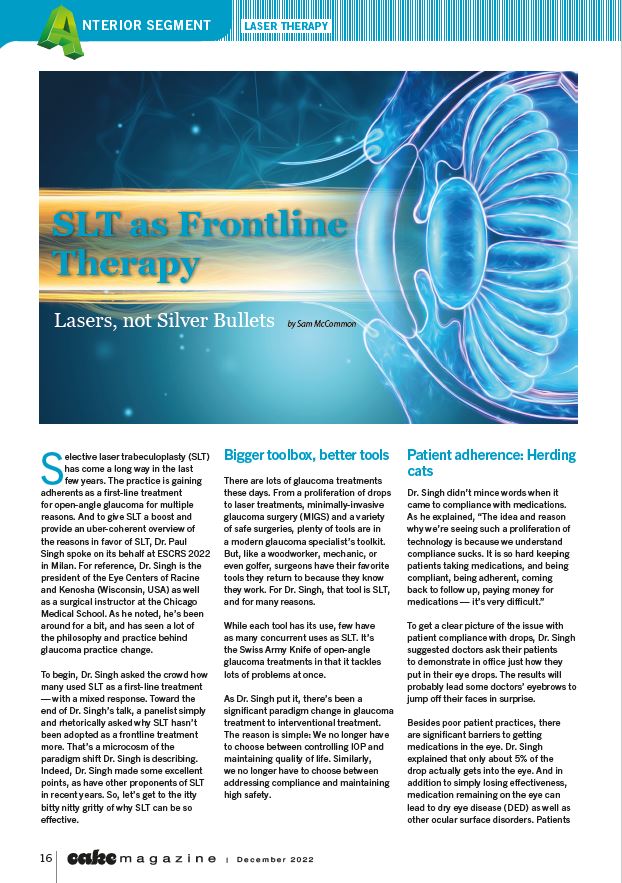 SLT as Frontline Therapy - Glass